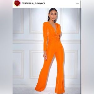 Miss Circle | Pants & Jumpsuits | Nwt Miss Circle Orange Jumpsuit ...